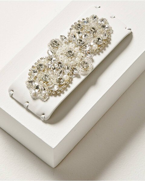 Shyanne - Women's Bling White Leather Cuff Bracelet - Military & First ...