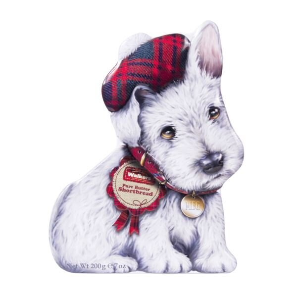 Walkers Shortbread - White Wee Scottie Dog - Shortbread Cookie Gift Tin ...