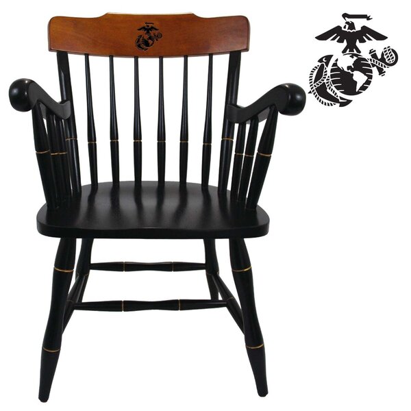 Marines Gear - Marines EGA Wooden Captain Chair (Black with Cherry Crown) - Military & First ...