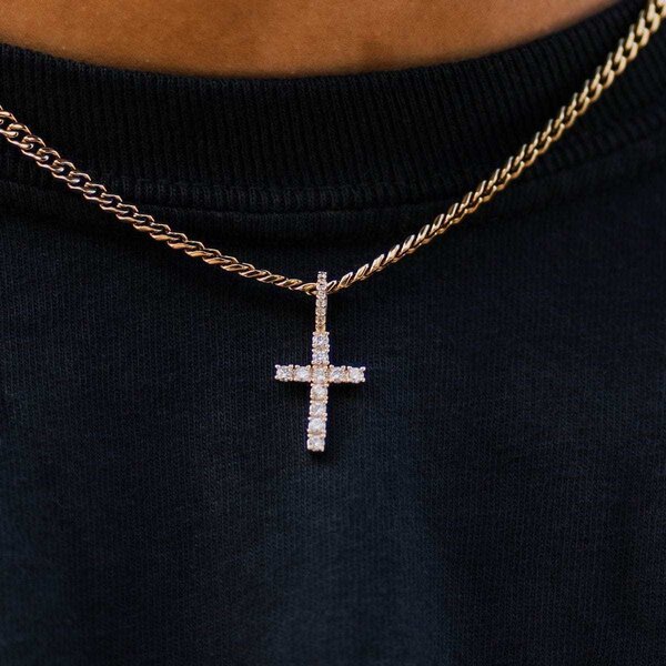 The GLD Shop - Micro Diamond Cross Pendant in Yellow Gold - Military ...