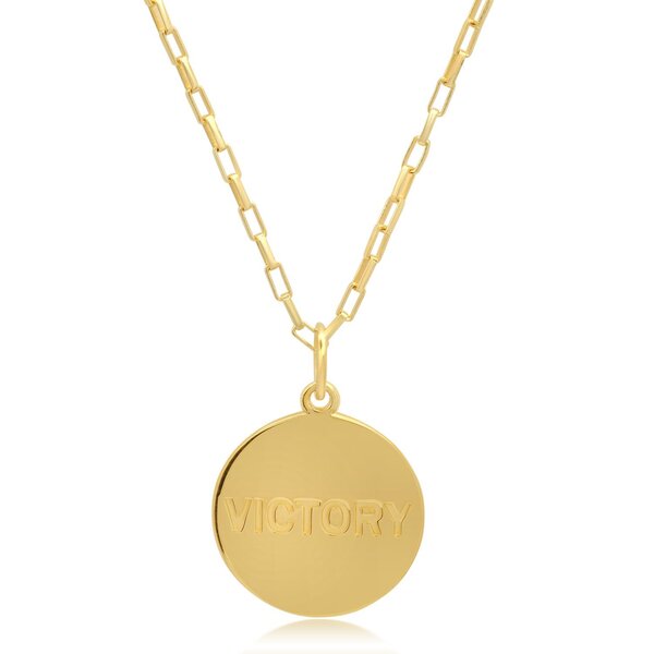 Paige Novick - Sterling Silver 14K Yellow Plated Victory Disc Pendant ...