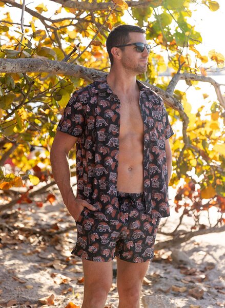 Salty Mermaid Swim - Men's Button-Down Shirt - Mob Cat - Military ...